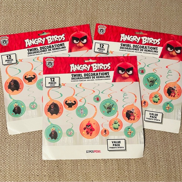 angry birds | Other | 3 Packs Hard To Find Angry Bird Swirl Decorations ...